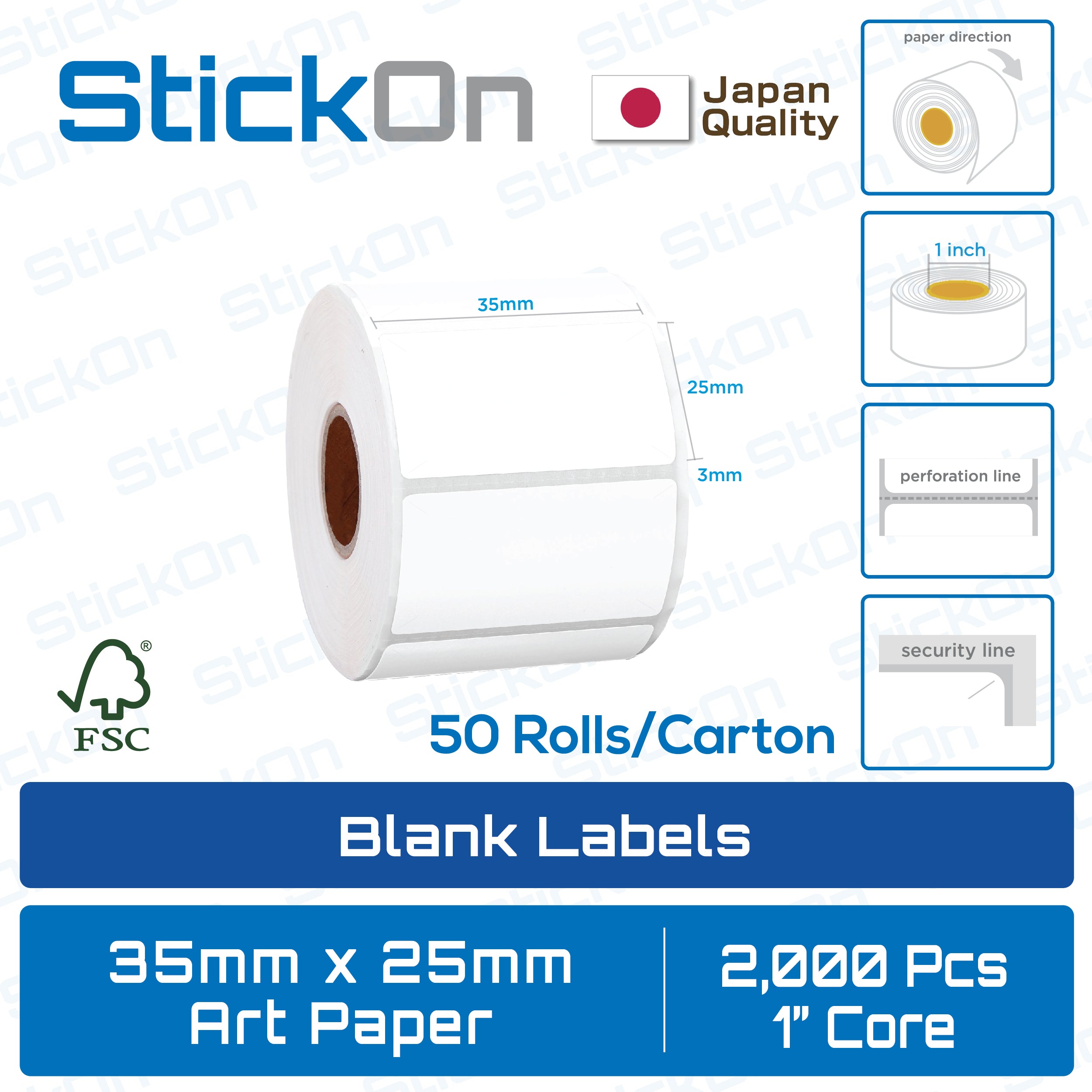 Barcode Label 35x25mm Art Paper FSC [50 Rolls] – STICKON SDN. BHD.