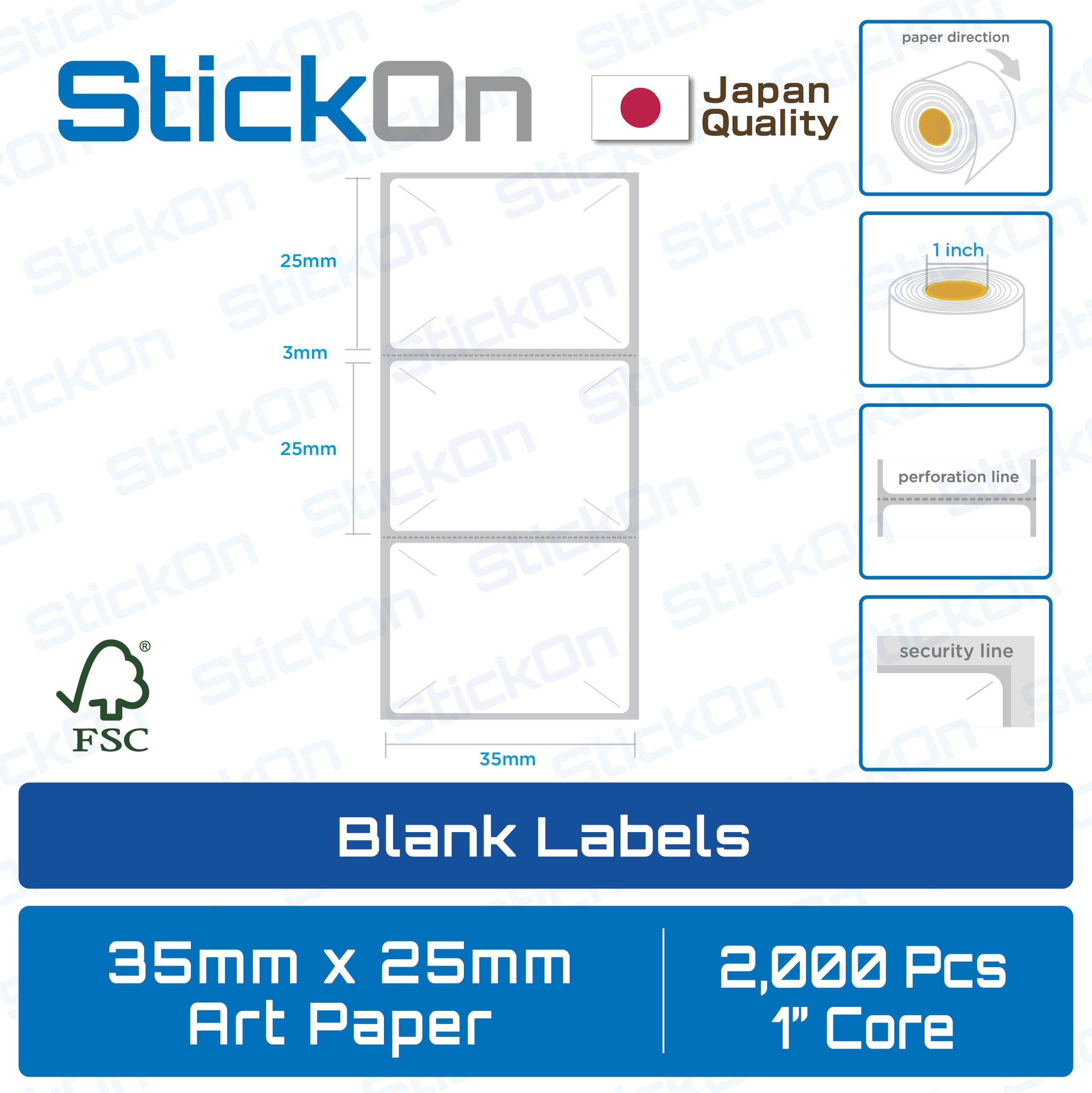 Barcode Label Art Paper FSC Sticker [Various Size] 1" Core – STICKON ...