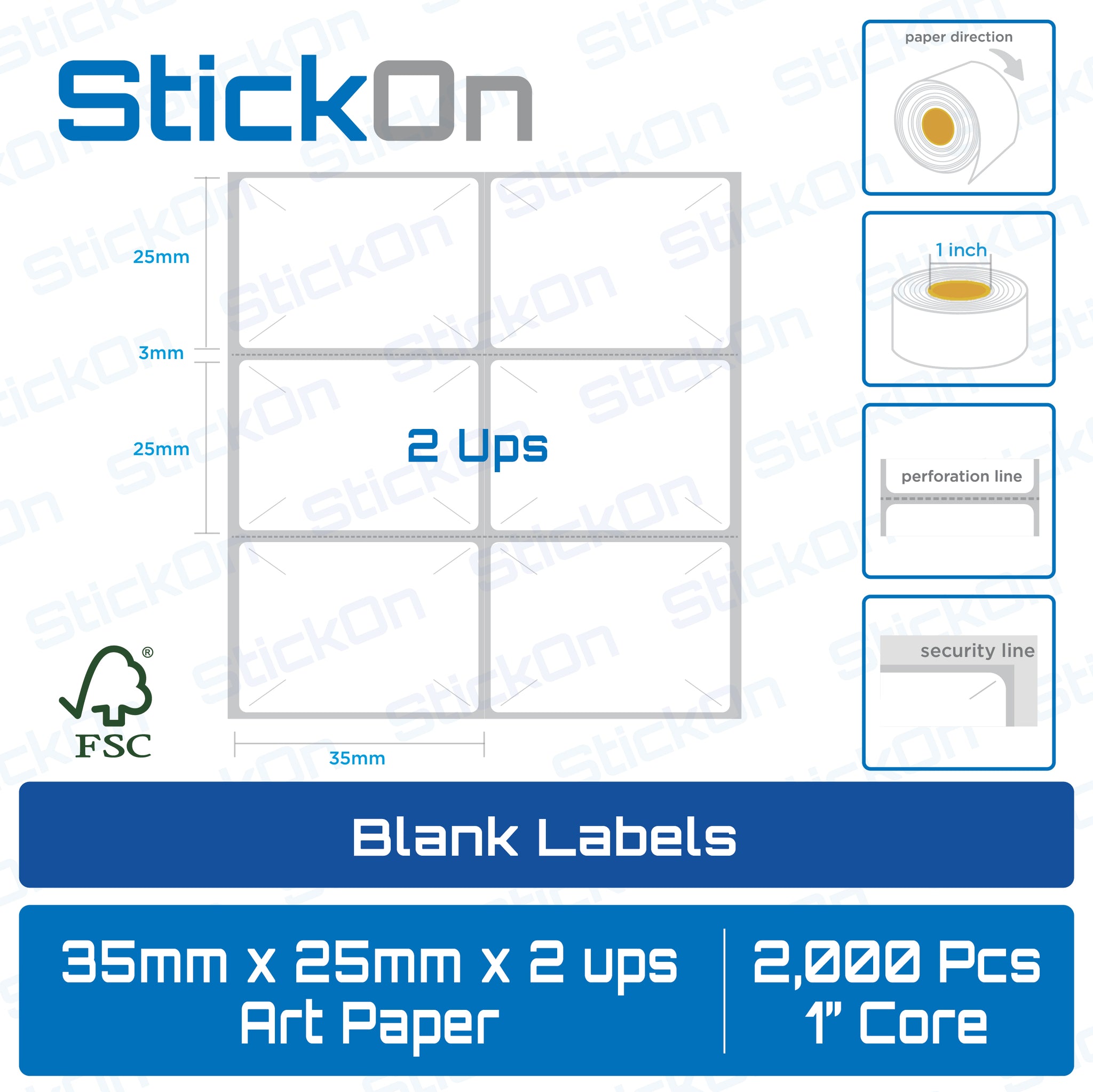 Barcode Label Art Paper FSC Sticker [Various Size] 1" Core – STICKON ...